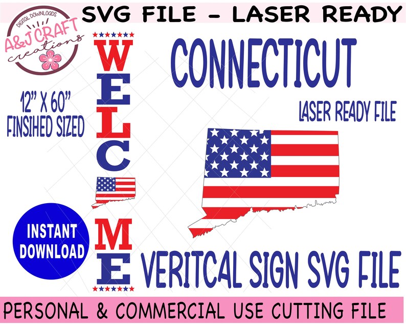 CONNECTICUT svg Patriotic Porch Sign svg Connecticut USA | Etsy