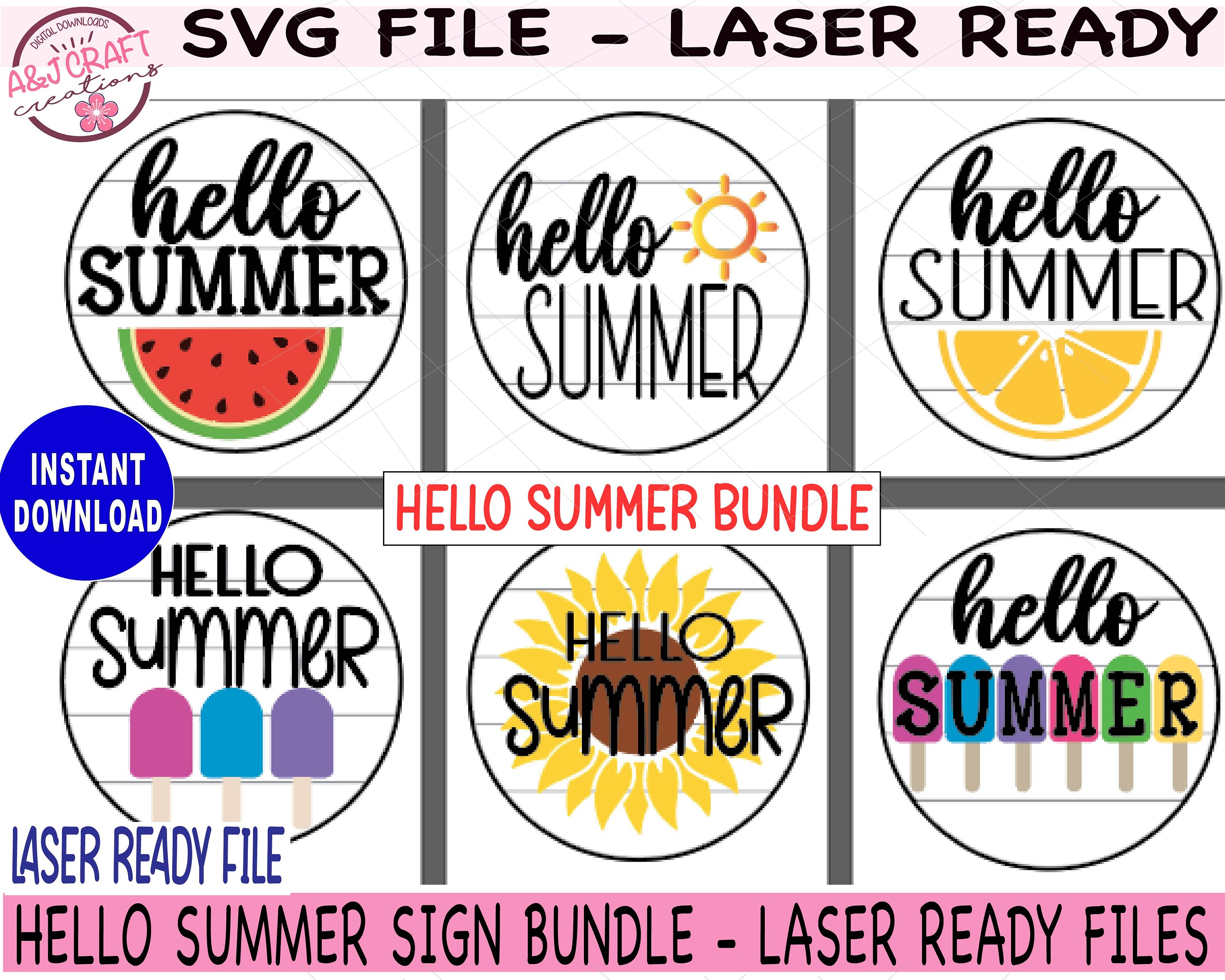 Hello Summer Bundle Svg Hello Summer Watermelon Svg DIGITAL - Etsy