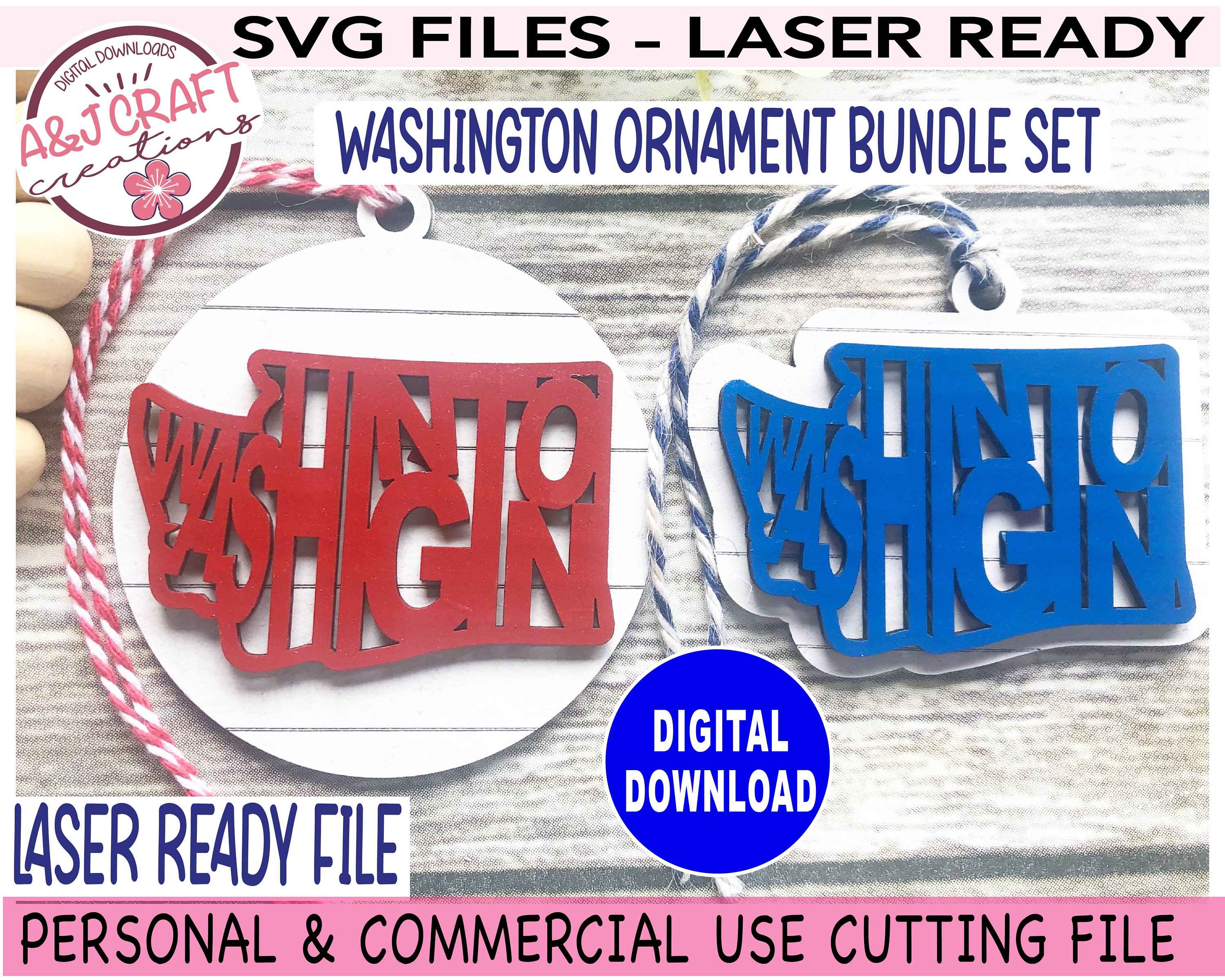 Washington Ornament SVG BUNDLE Laser Ready File Washington - Etsy