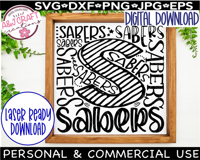 SABERS SVG, Sabers Typography, Sabers Football Svg, Sabercat Svg ...
