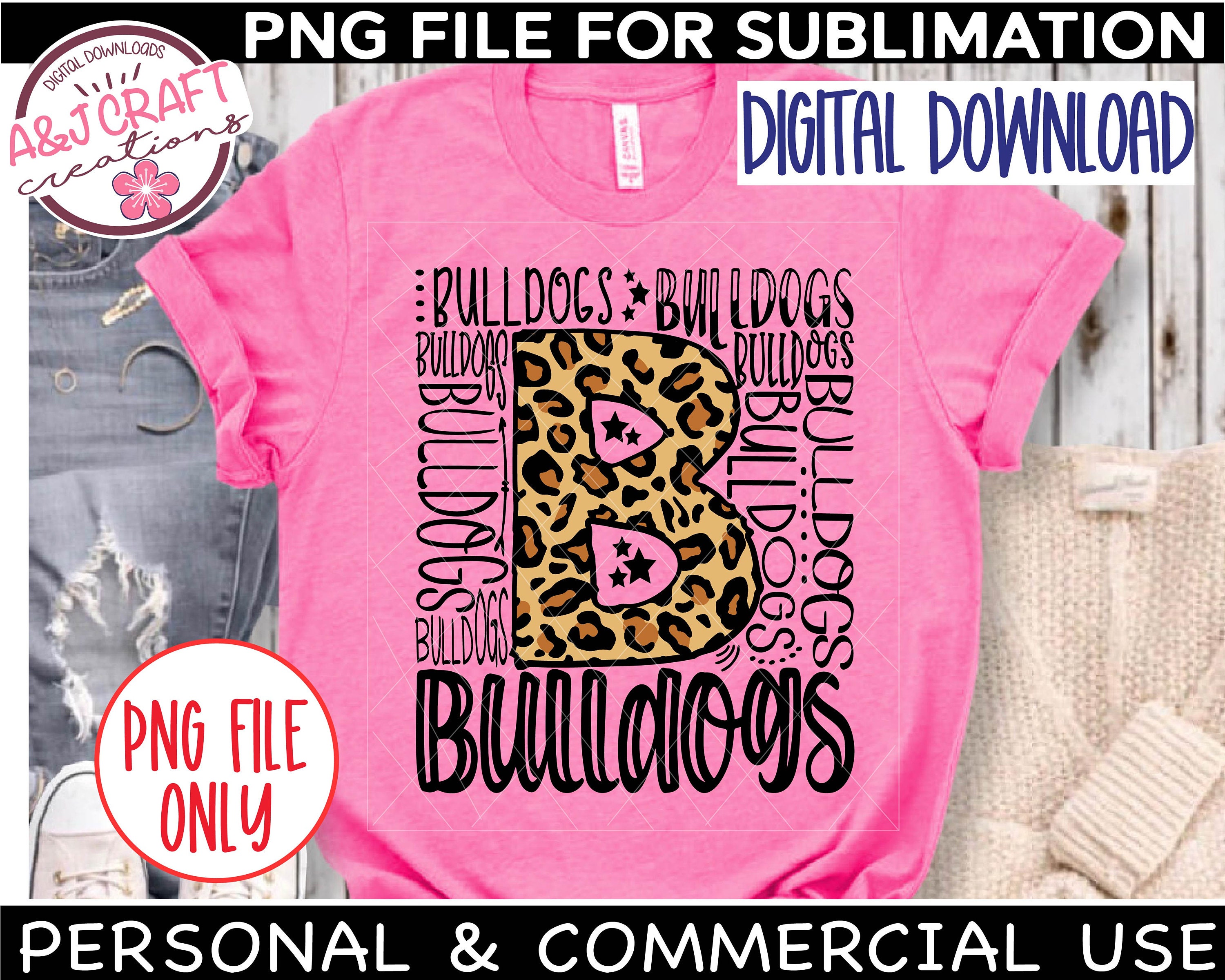 BULLDOGS Leopard Print PNG Bulldogs Sublimation Bulldogs - Etsy