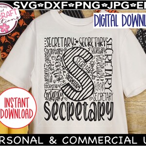 Secretary Typography SVG PNG JPG Eps, Word Art Svg, Typography Svg ...