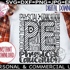 PE Svg, PE Teacher Typography Svg, Physical Education Teacher, PE ...