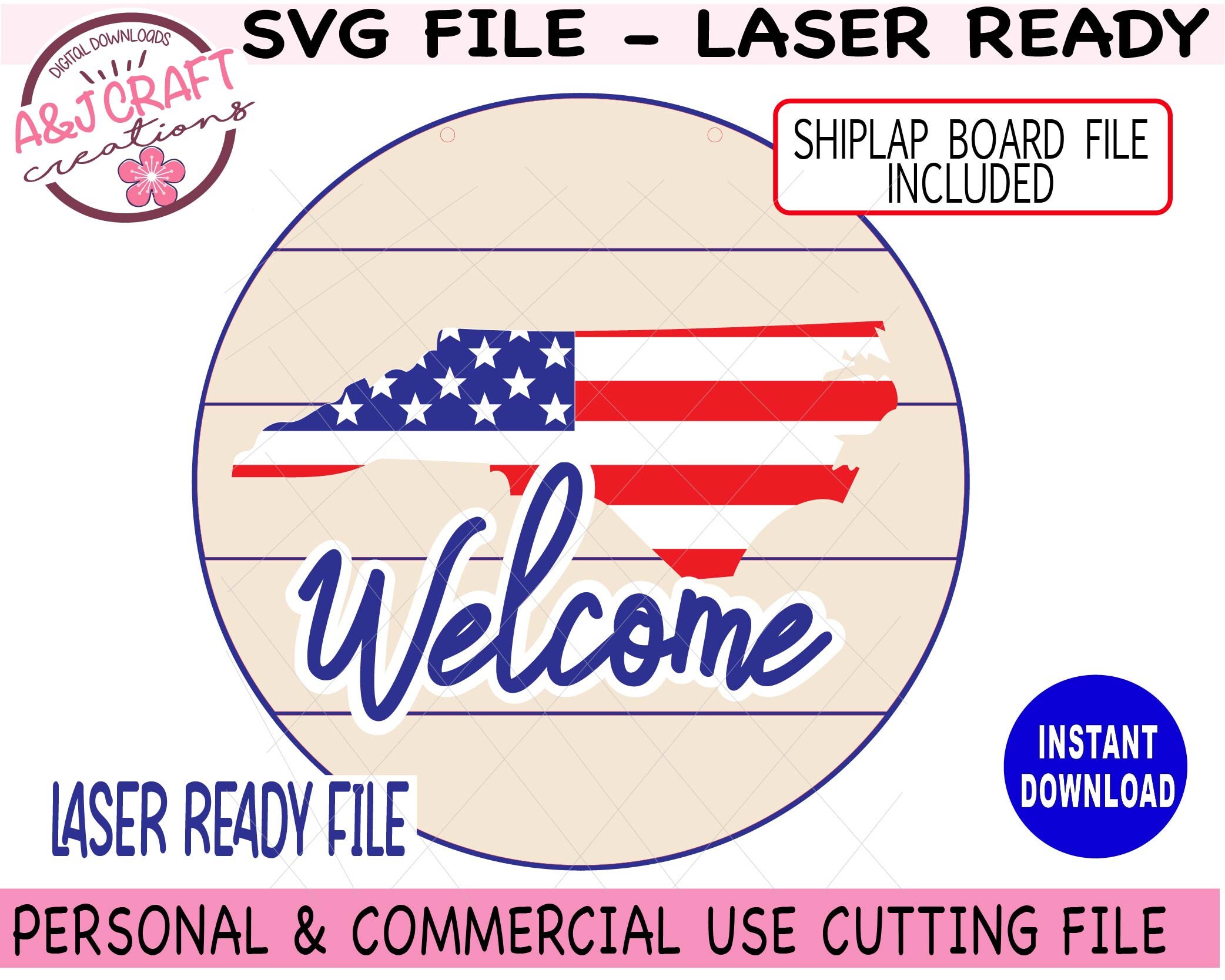 NORTH CAROLINA Welcome Sign svg Laser Ready Svg Patriotic | Etsy