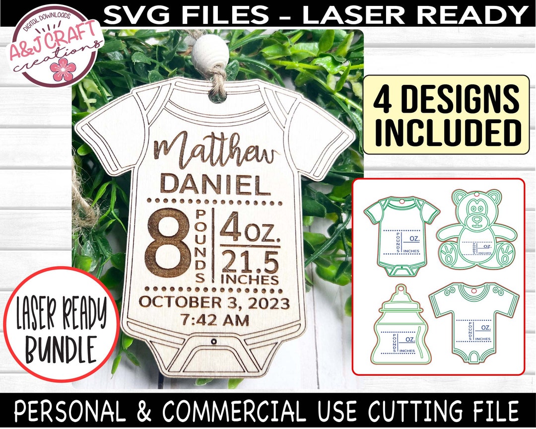 Baby Birth Stats Christmas Ornament Bundle SVG, Baby Birth Ornament ...