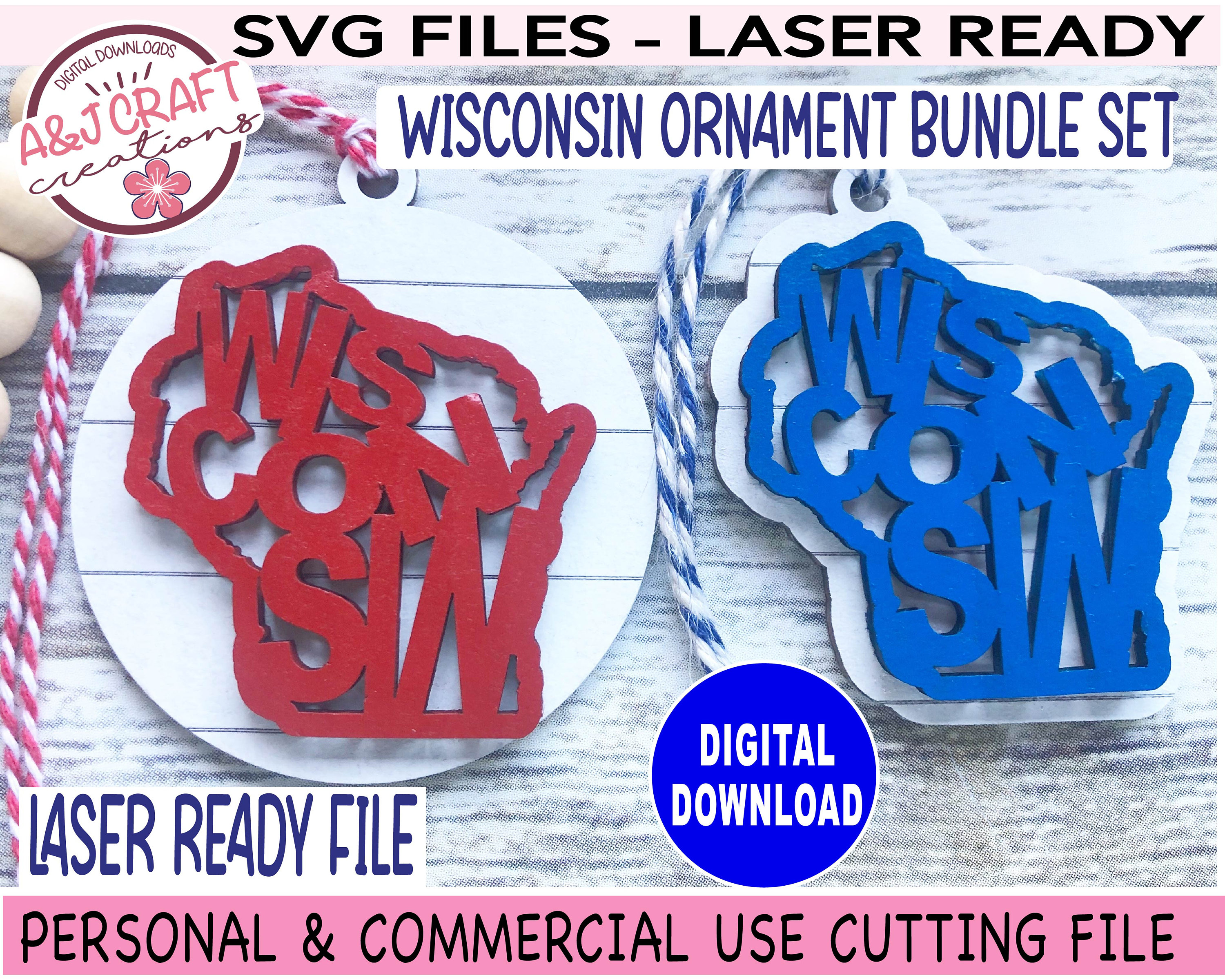 Wisconsin Ornament SVG BUNDLE Laser Ready File Wisconsin - Etsy