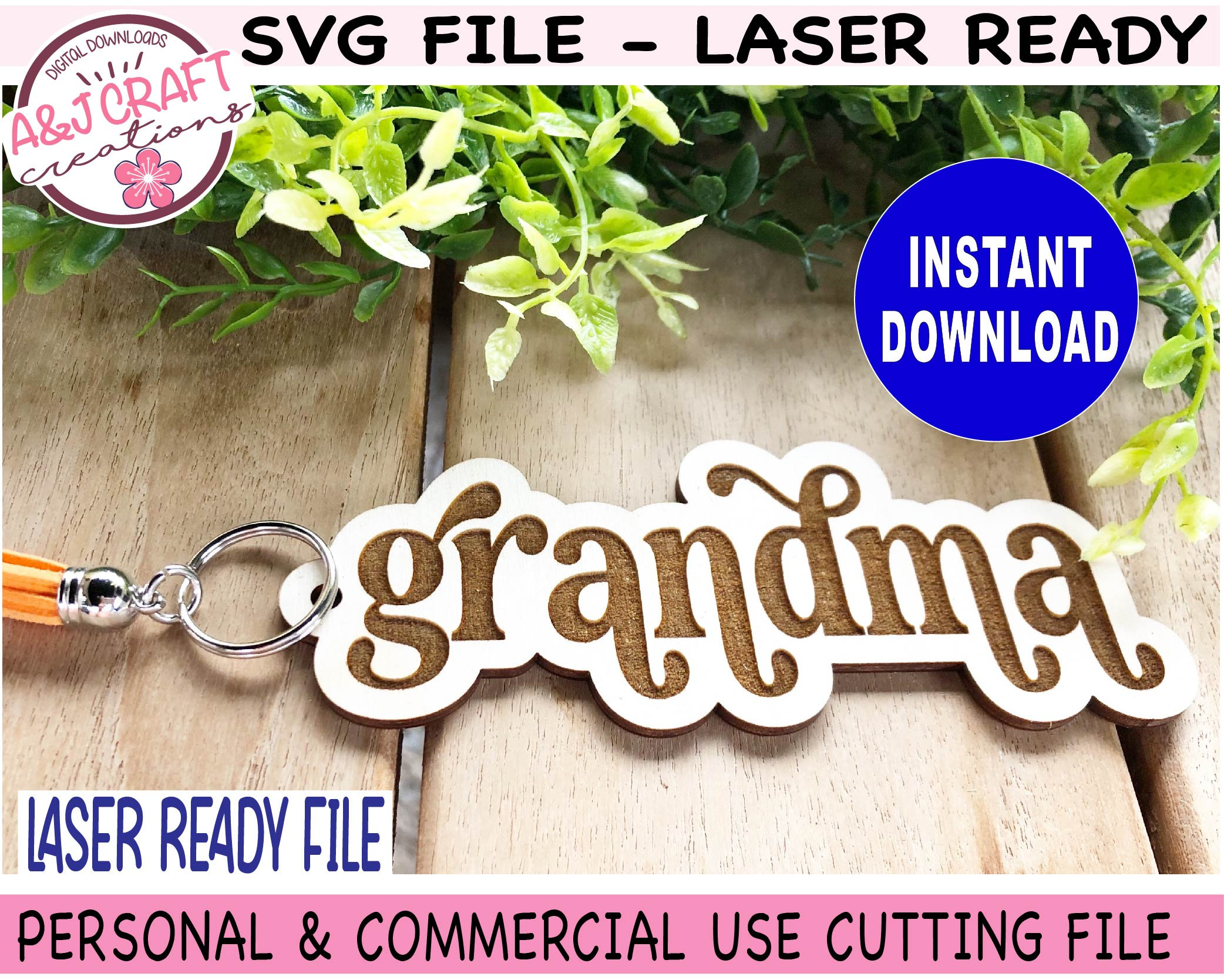 Grandma Keychain Laser Ready File Grandma SVG Grandma - Etsy