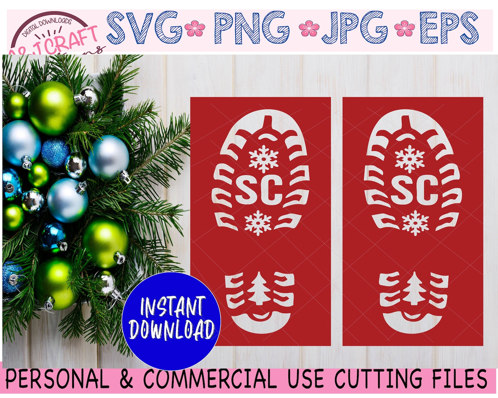Santa Footprint Stencil Download, Santa Boots Svg, Santa Footprint Svg ...