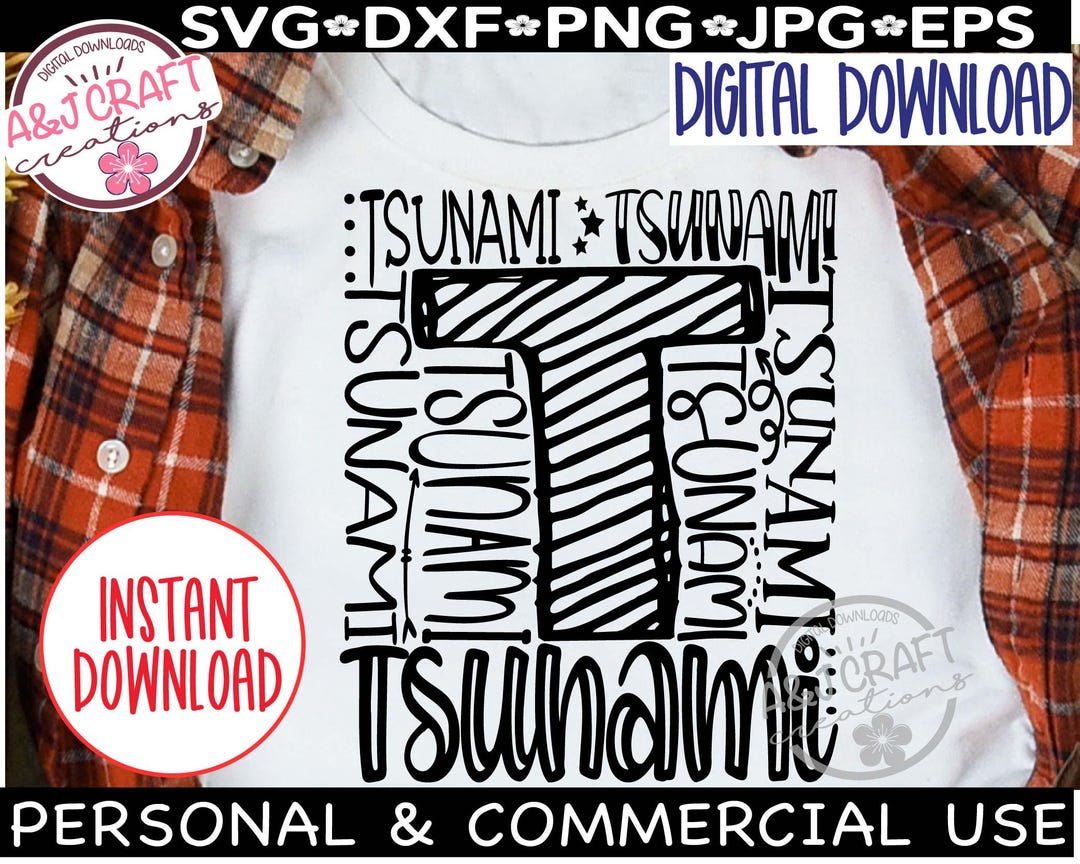 Tsunami Typography SVG, Tsunami Football Svg, Tsunami Soccer Svg ...