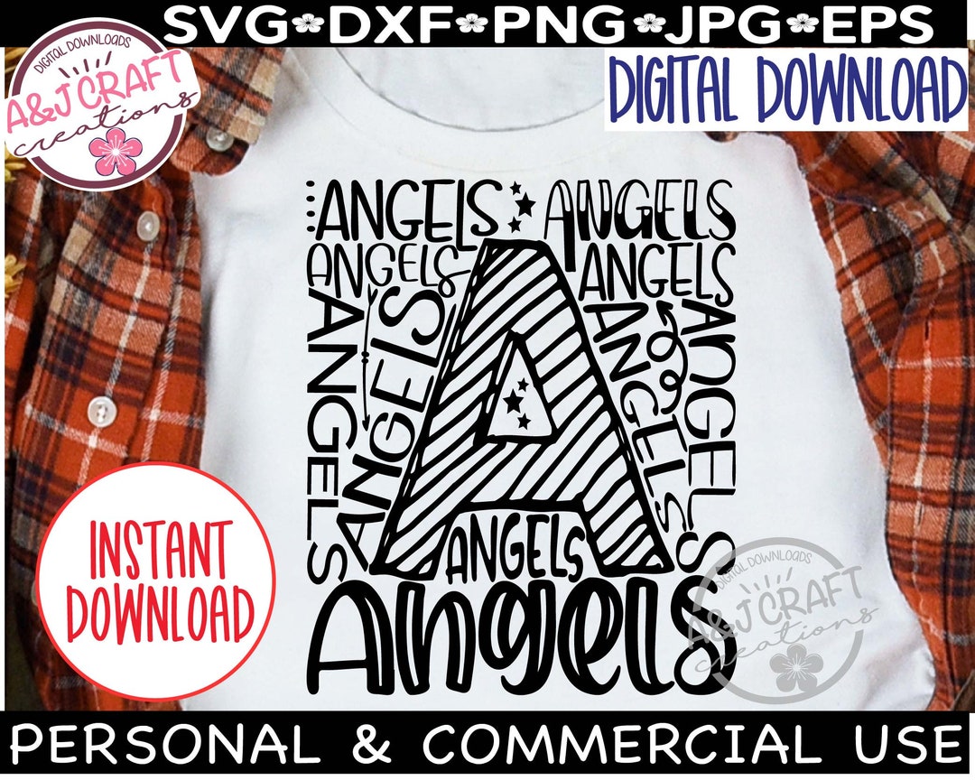 Angels SVG, Angels Typography Svg, Angels Football Svg, Angels Baseball ...