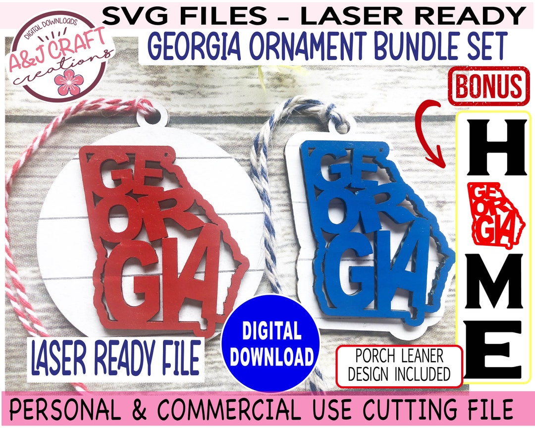 Georgia Ornament SVG BUNDLE, Laser Ready File, Georgia Word Art Svg ...