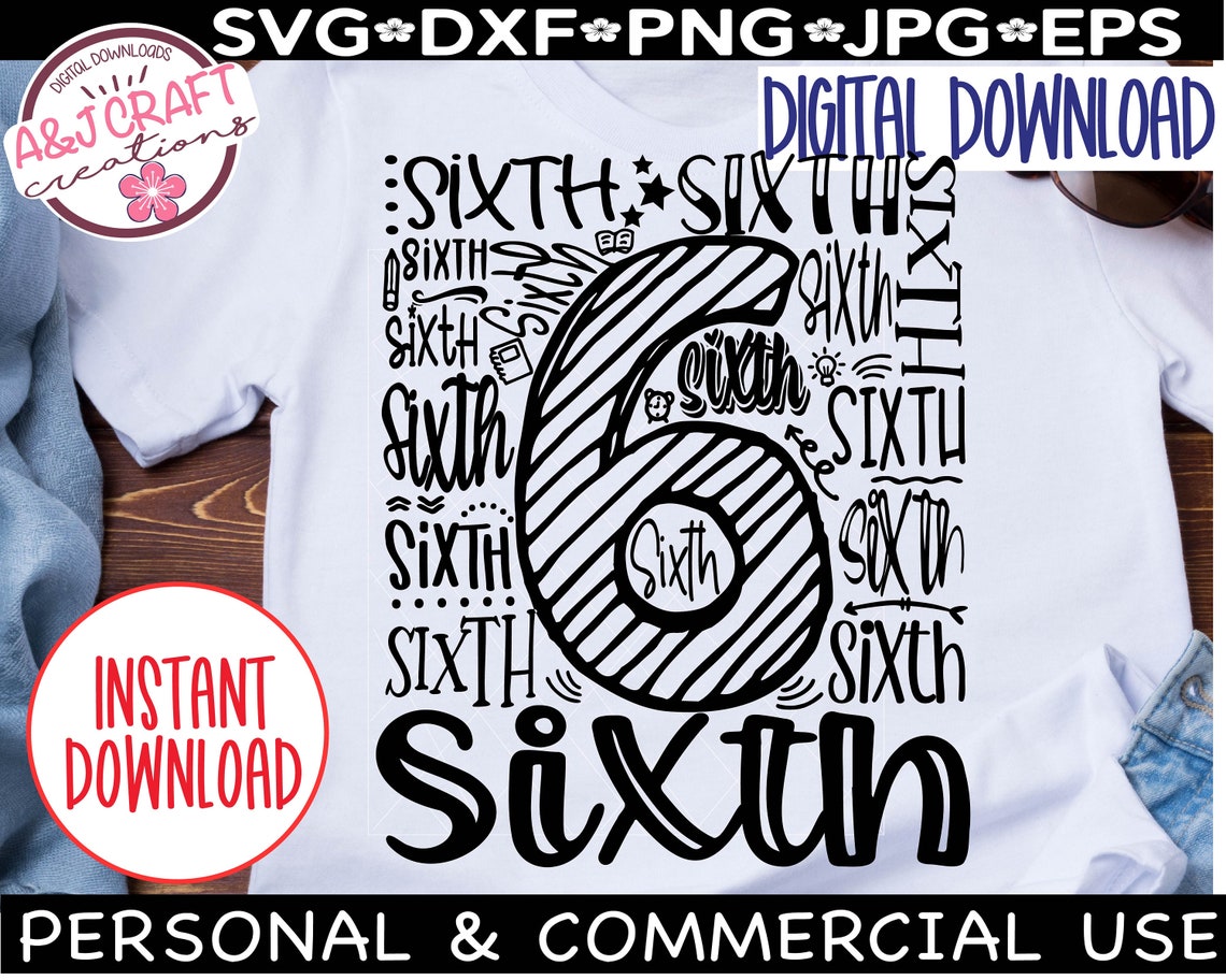 6th Grade Typography Svg 6th Sixth Grade SVG 6th Grade - Etsy