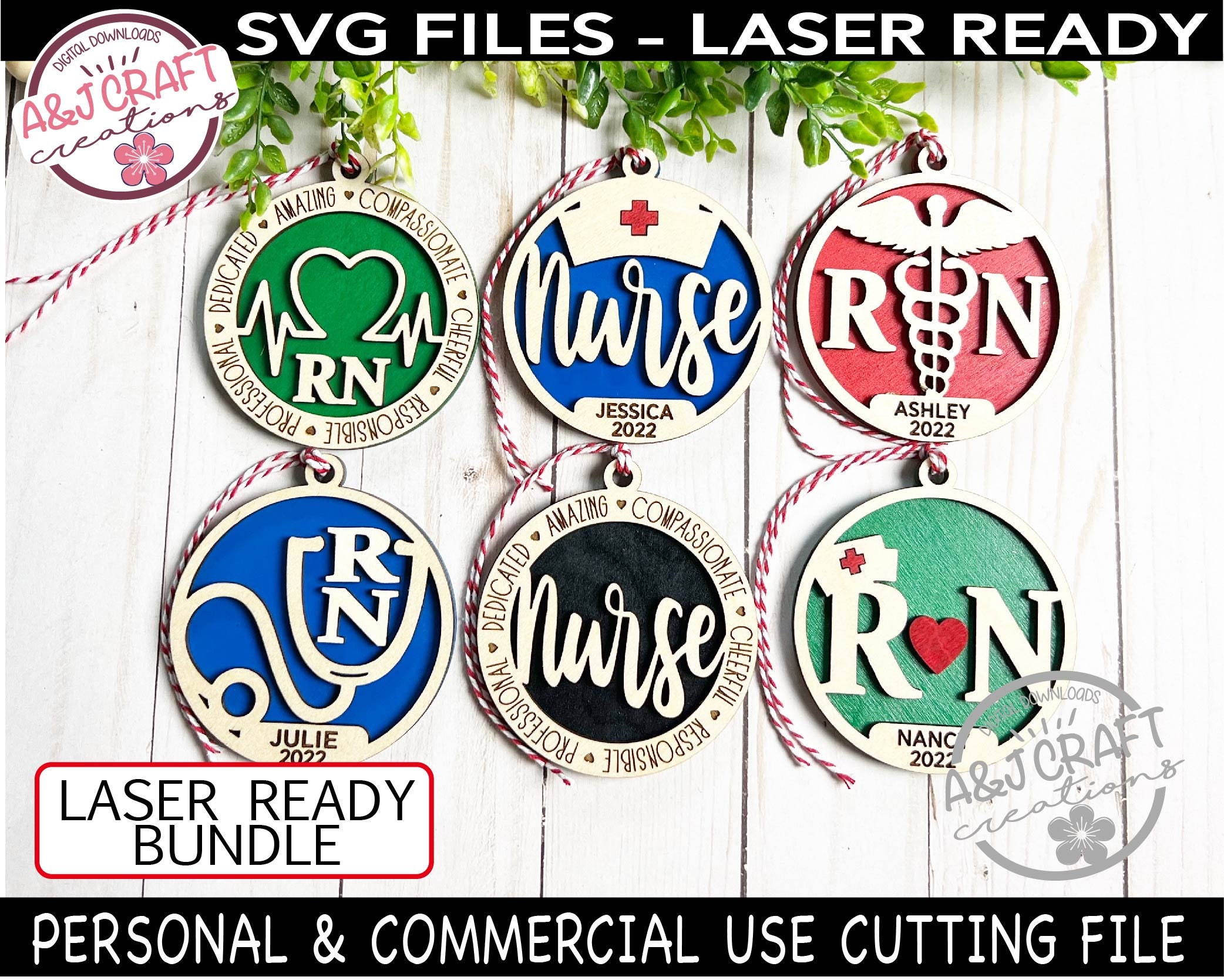 RN Nurse Ornament Svg BUNDLE Nurse Laser Cut File Pharmacist - Etsy
