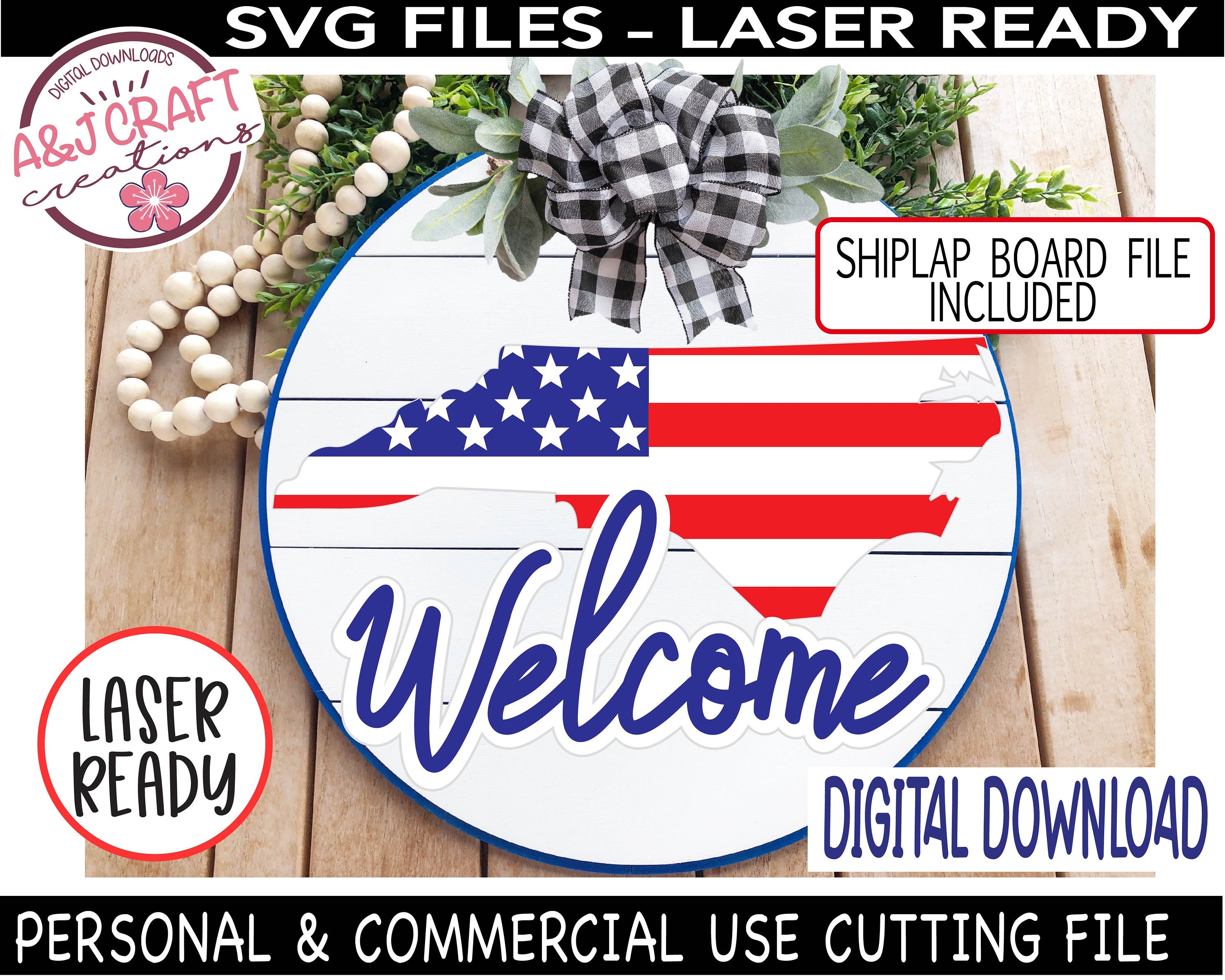 NORTH CAROLINA Welcome Sign Svg, Laser Ready Svg, Patriotic Welcome ...