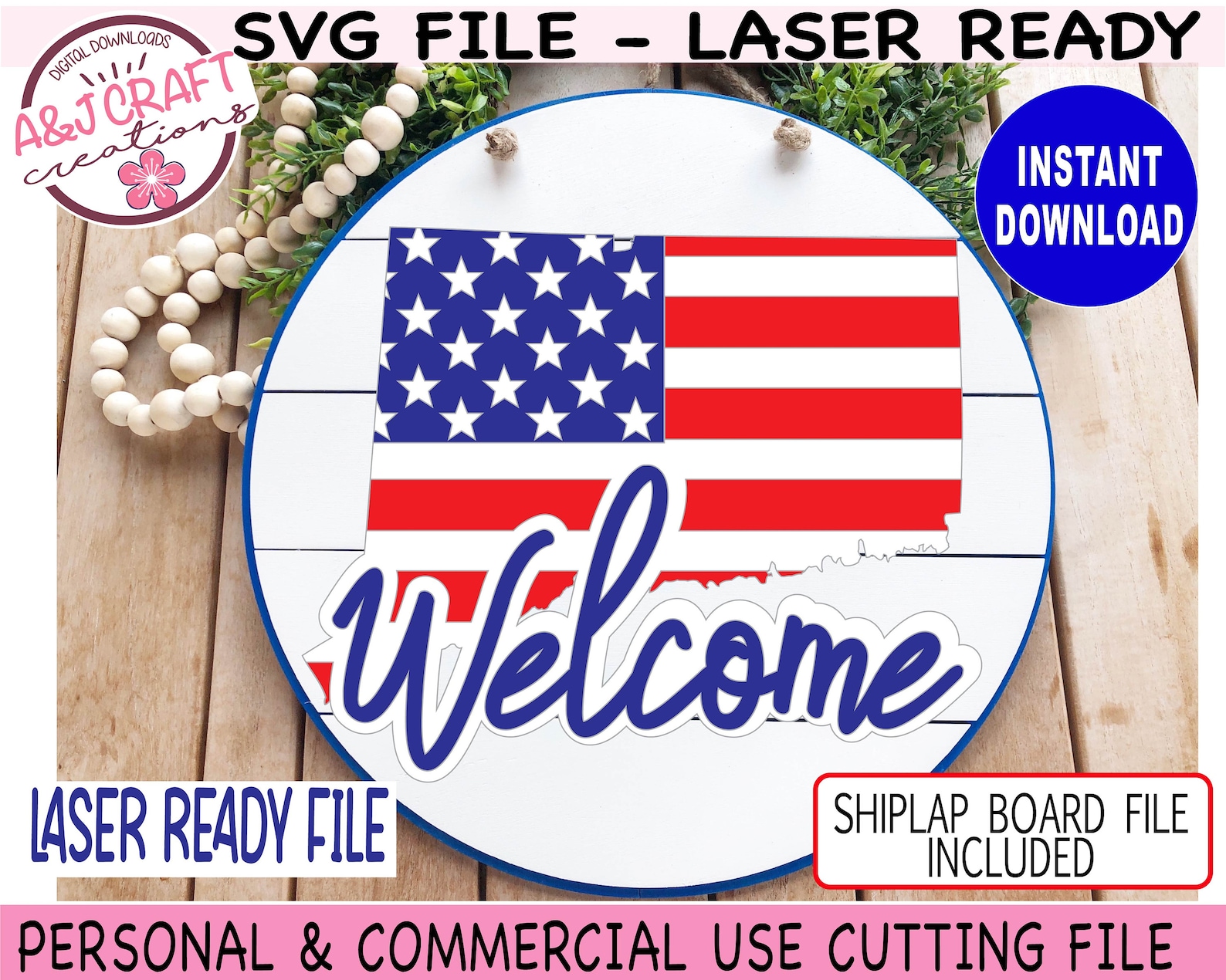 CONNECTICUT Welcome Sign Svg Laser Ready Svg Patriotic - Etsy UK