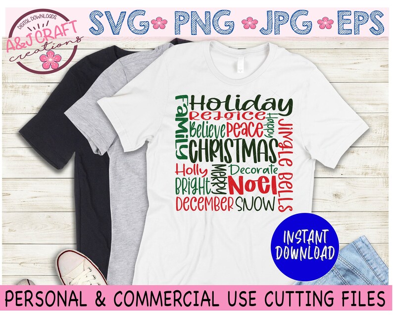 Christmas Subway Art SVG, Holiday Sign Svg, Festive Word Collage Svg ...