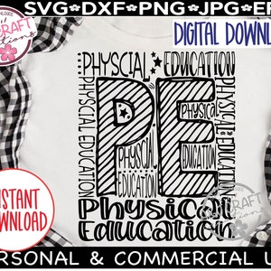 PE Svg, PE Teacher Typography Svg, Physical Education Teacher, PE ...