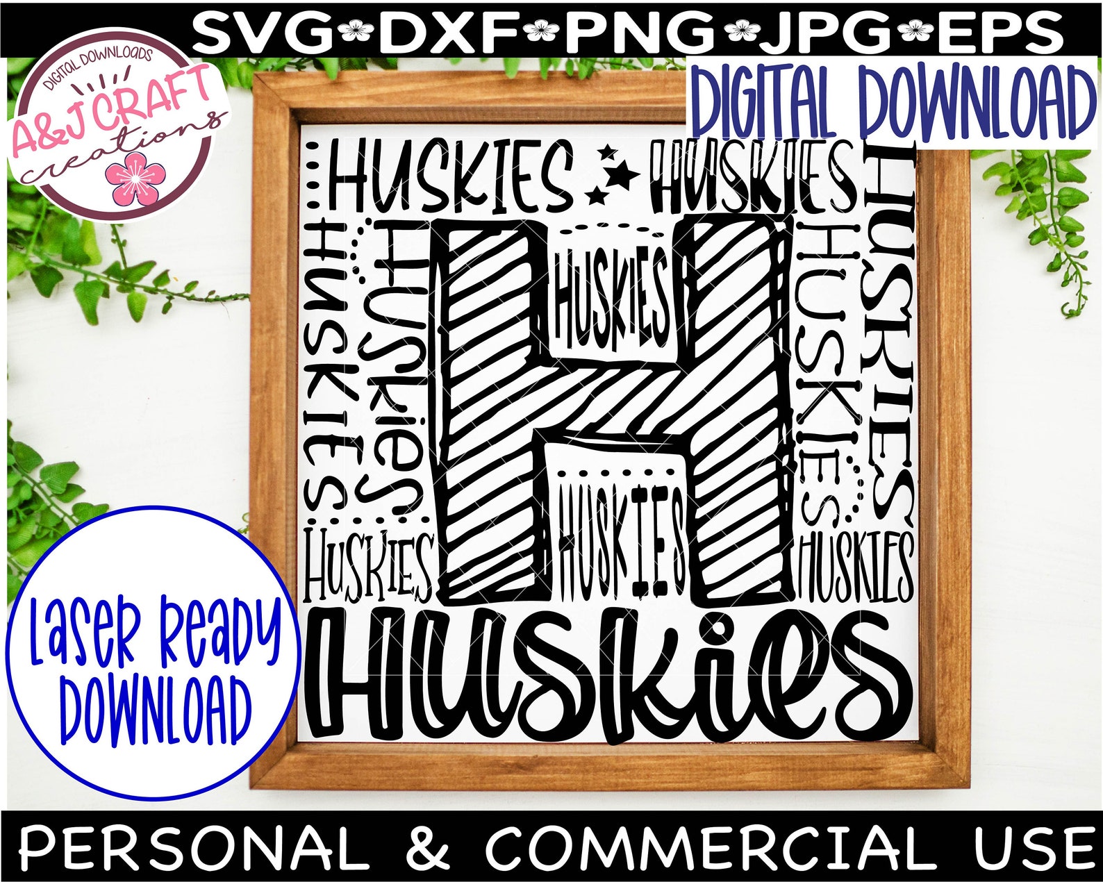 HUSKIES SVG, Huskies Football Svg, Huskies Typography Svg, Huskies Team ...