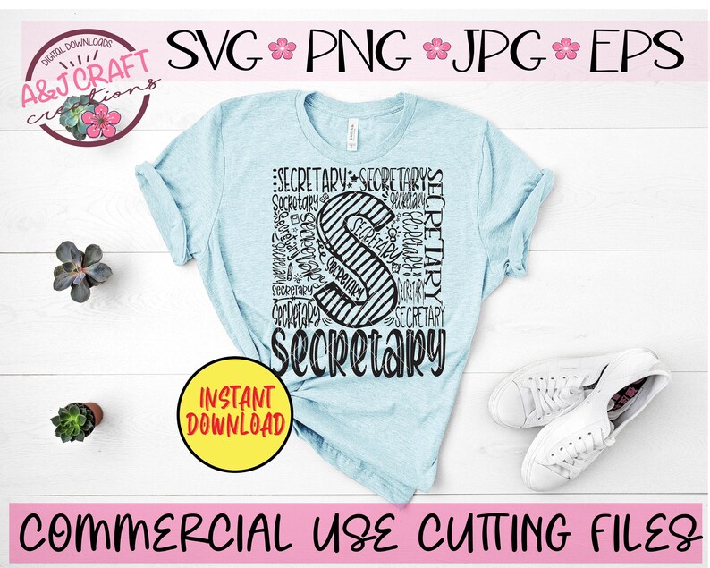 Secretary Typography SVG PNG JPG Eps Word Art Svg Typography | Etsy