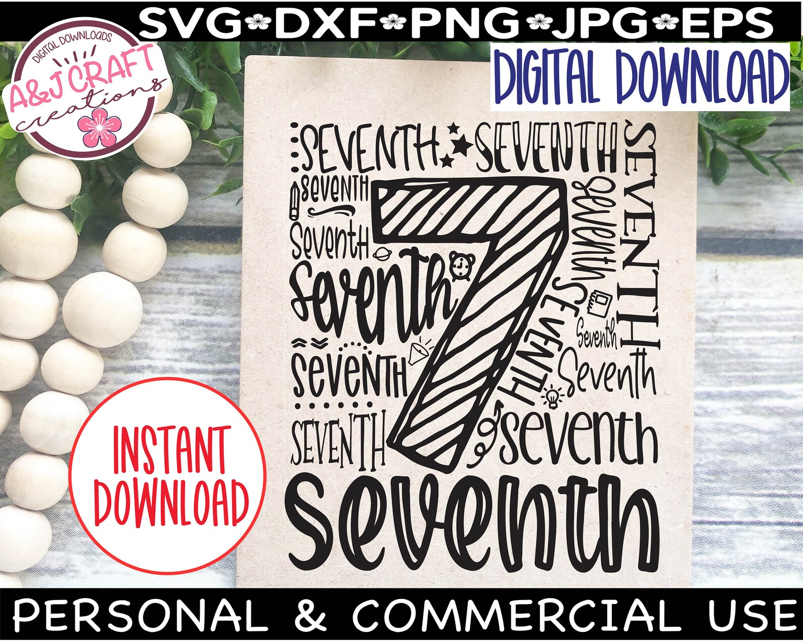 7th Grade Typography Svg, 7th Seventh Grade, 7th Grade Teacher Shirt ...