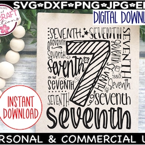 7th Grade Typography Svg, 7th Seventh Grade, 7th Grade Teacher Shirt ...