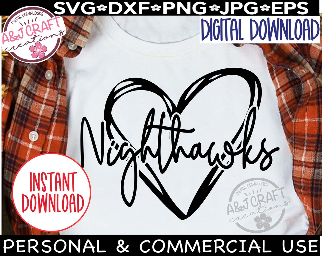 Nighthawks Heart Typography SVG, Nighthawks Football, Nighthawks School ...