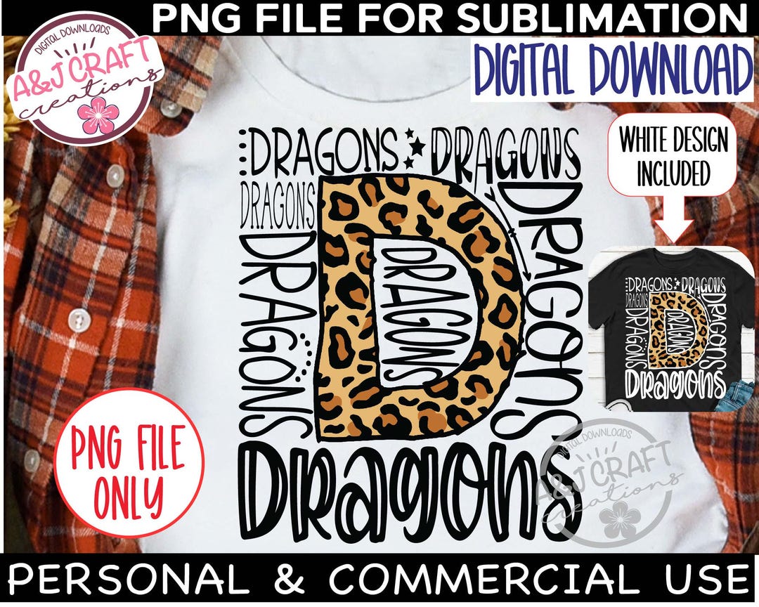 DRAGONS Leopard Print PNG, Dragons Sublimation Design, Dragons Football ...