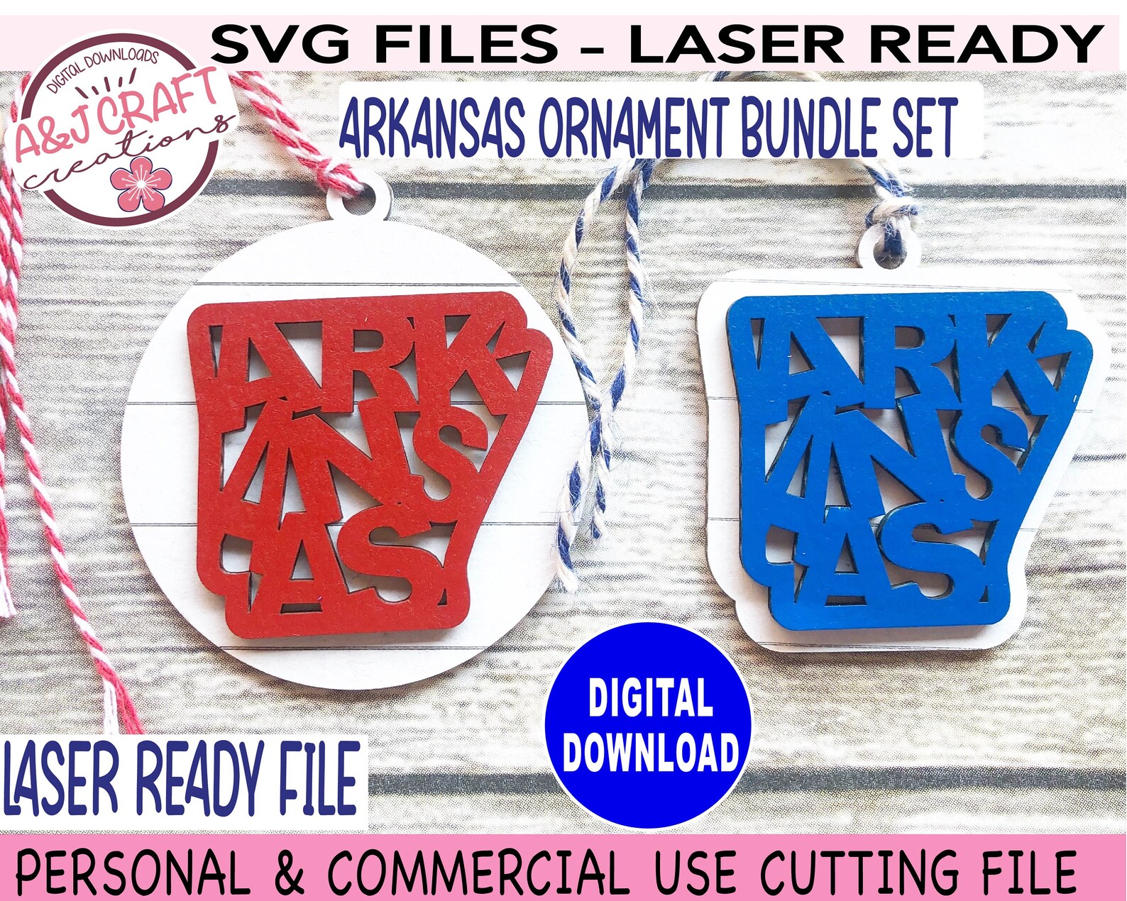 Arkansas Ornament SVG BUNDLE Laser Ready File Arkansas Word - Etsy