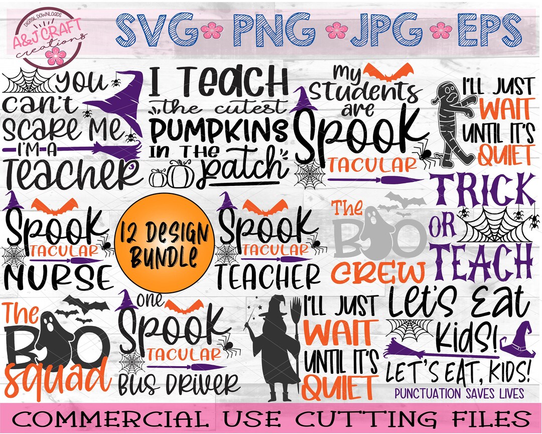 Teacher Halloween SVG Bundle, School Bundle SVG, Teacher Bundle Svg ...