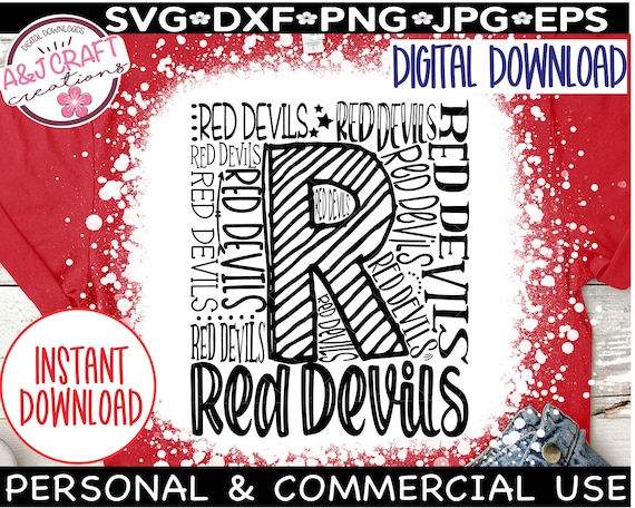 RED DEVILS SVG Red Devils Typography Red Devil Football Red - Etsy