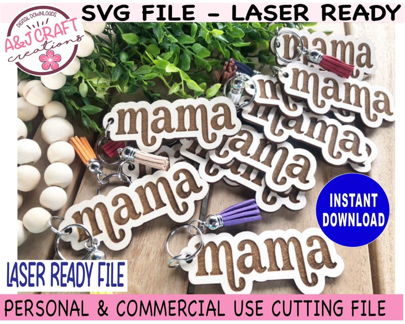 Mama Keychain Laser Ready File Mama SVG Mama Keychain Svg - Etsy