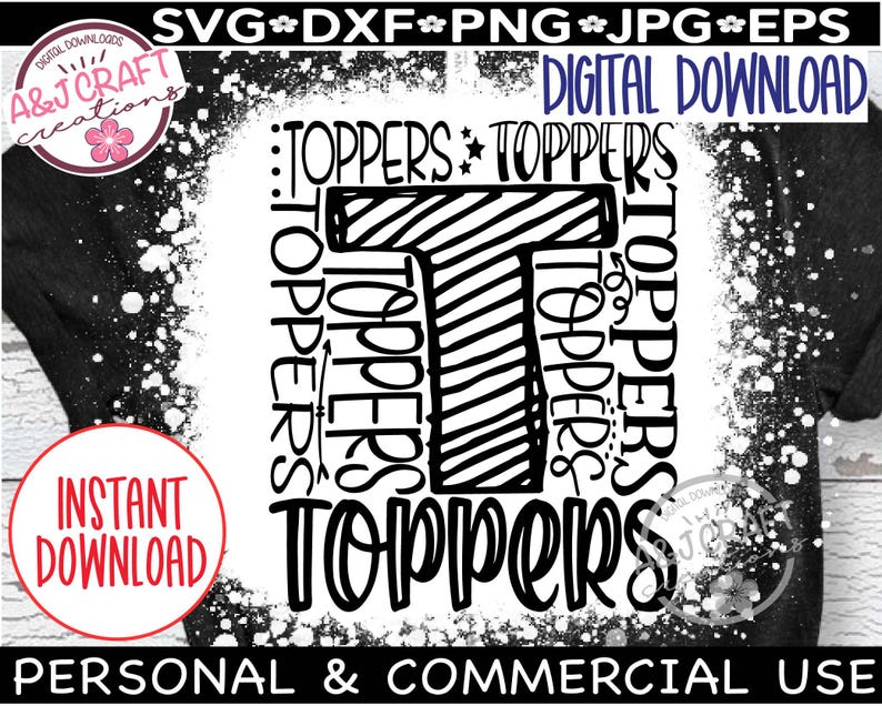 Toppers Typography SVG, Toppers Baseball, Toppers School Mascot ...