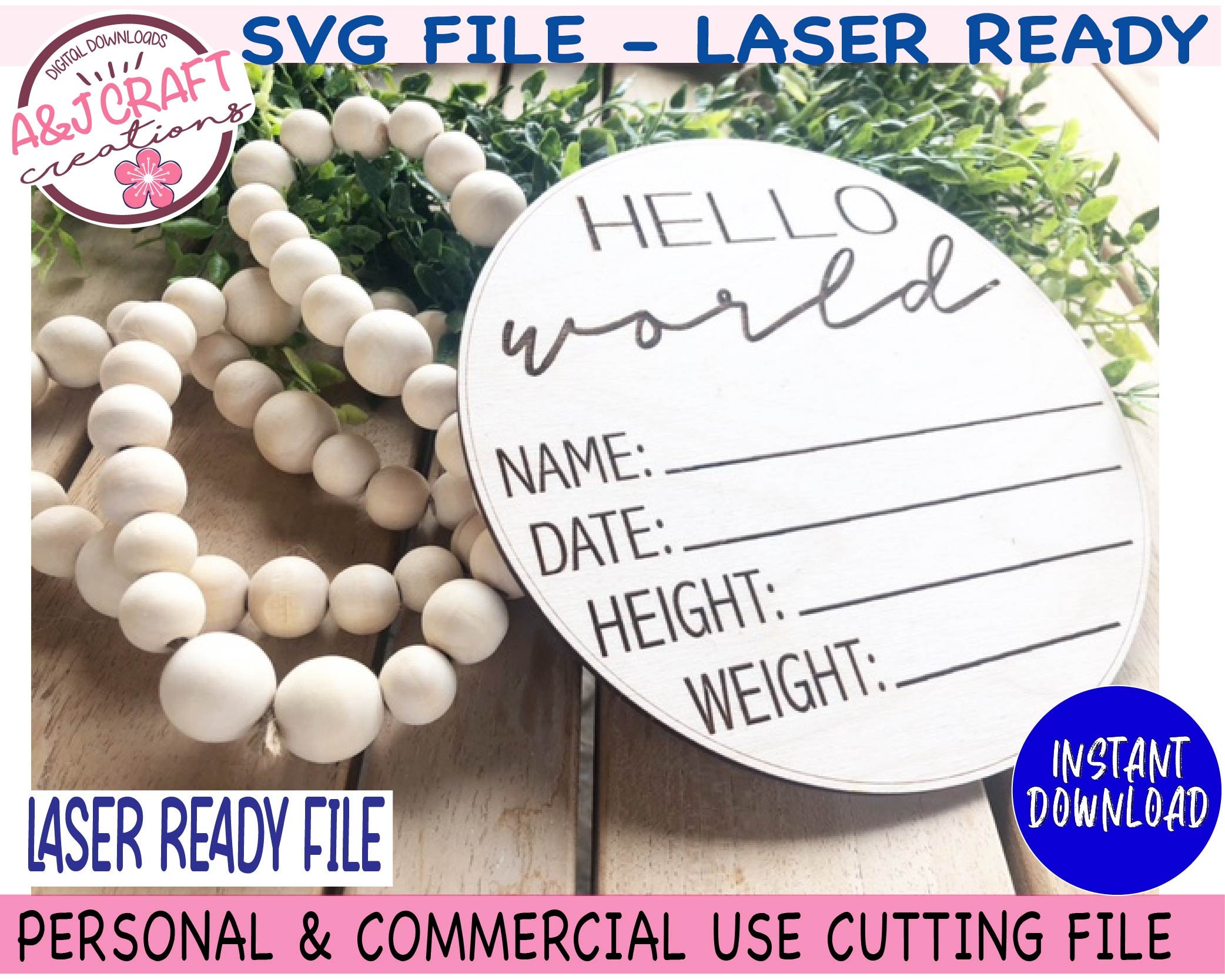 Hello World SVG Hello World Laser Cut File New Baby Sign - Etsy