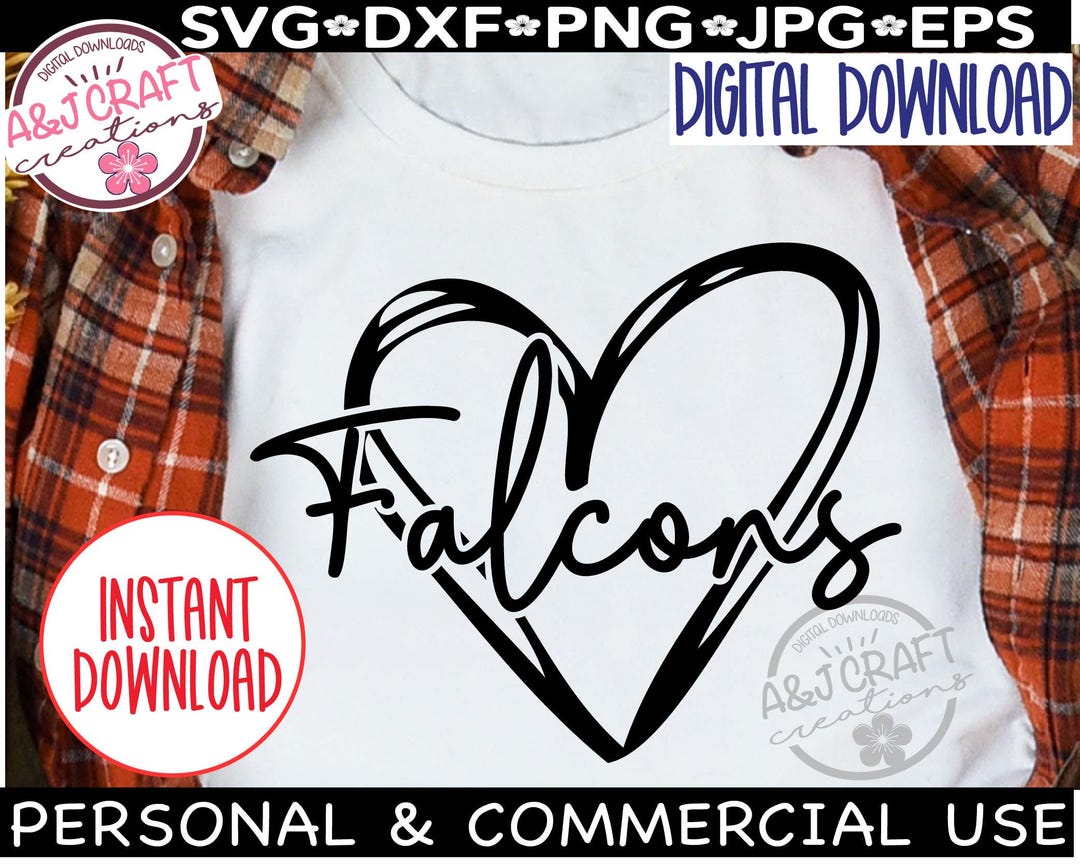Falcons Heart SVG, Falcons Football Svg, Falcons Baseball, Falcons ...