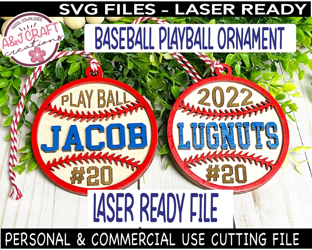 Baseball Softball Ornament SVG, Baseball Laser File, Baseball Bag Tag ...