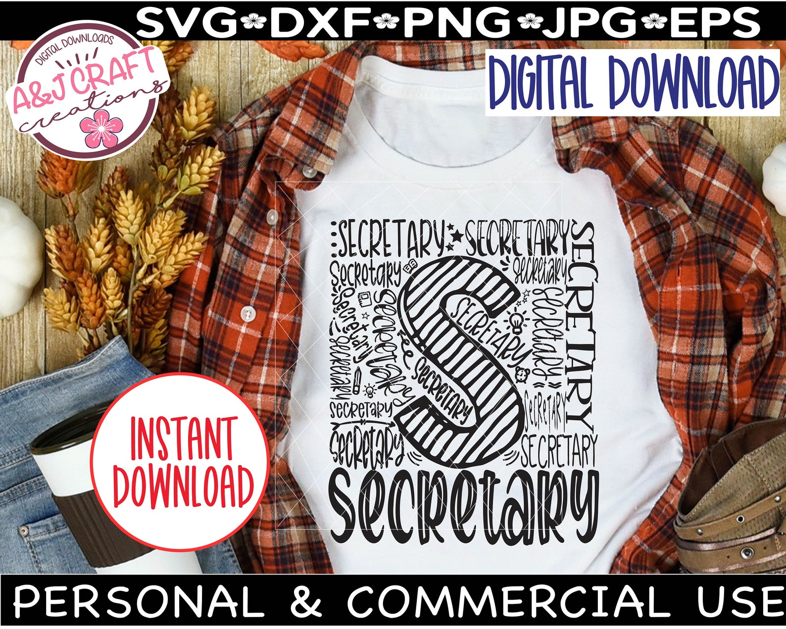Secretary Typography SVG PNG JPG Eps Word Art Svg Typography - Etsy