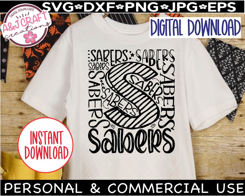 SABERS SVG, Sabers Typography, Sabers Football Svg, Sabercat Svg ...