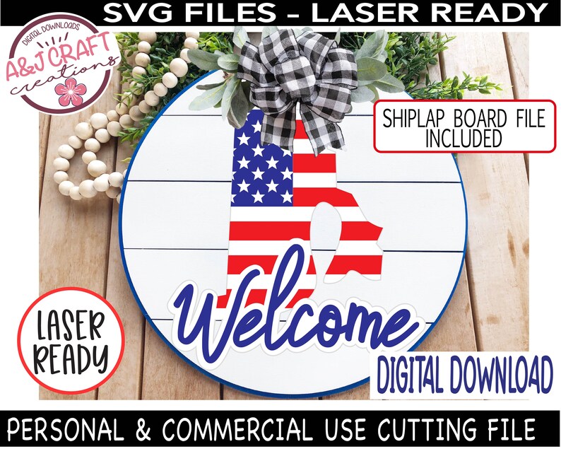 RHODE ISLAND Welcome Sign Svg, Laser Ready Svg, Patriotic Welcome Sign ...