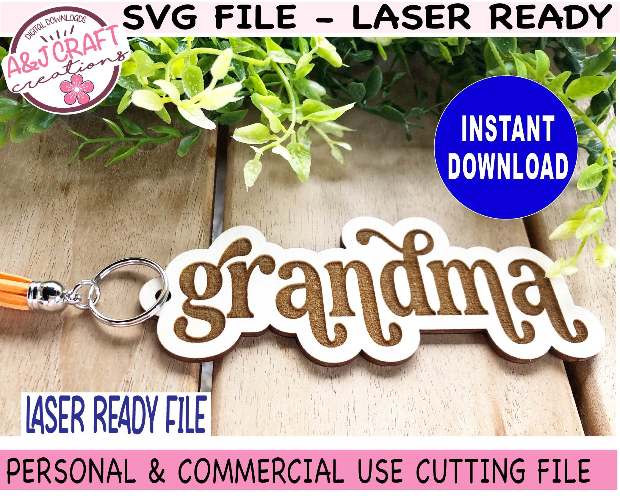 Grandma Keychain Laser Ready File Grandma SVG Grandma - Etsy