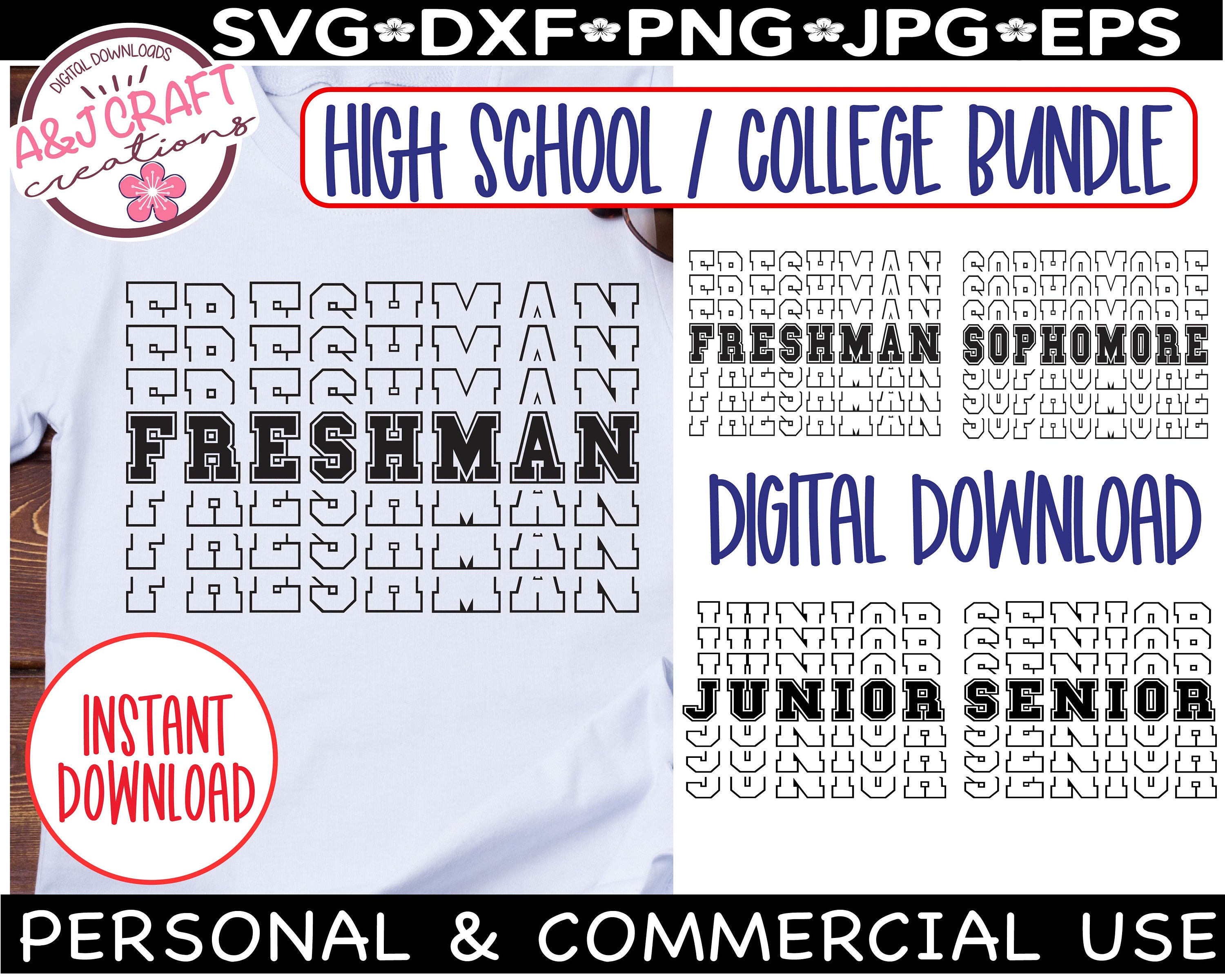 Freshman Sophomore Junior Senior Bundle SVG, School Bundle SVG, Class ...