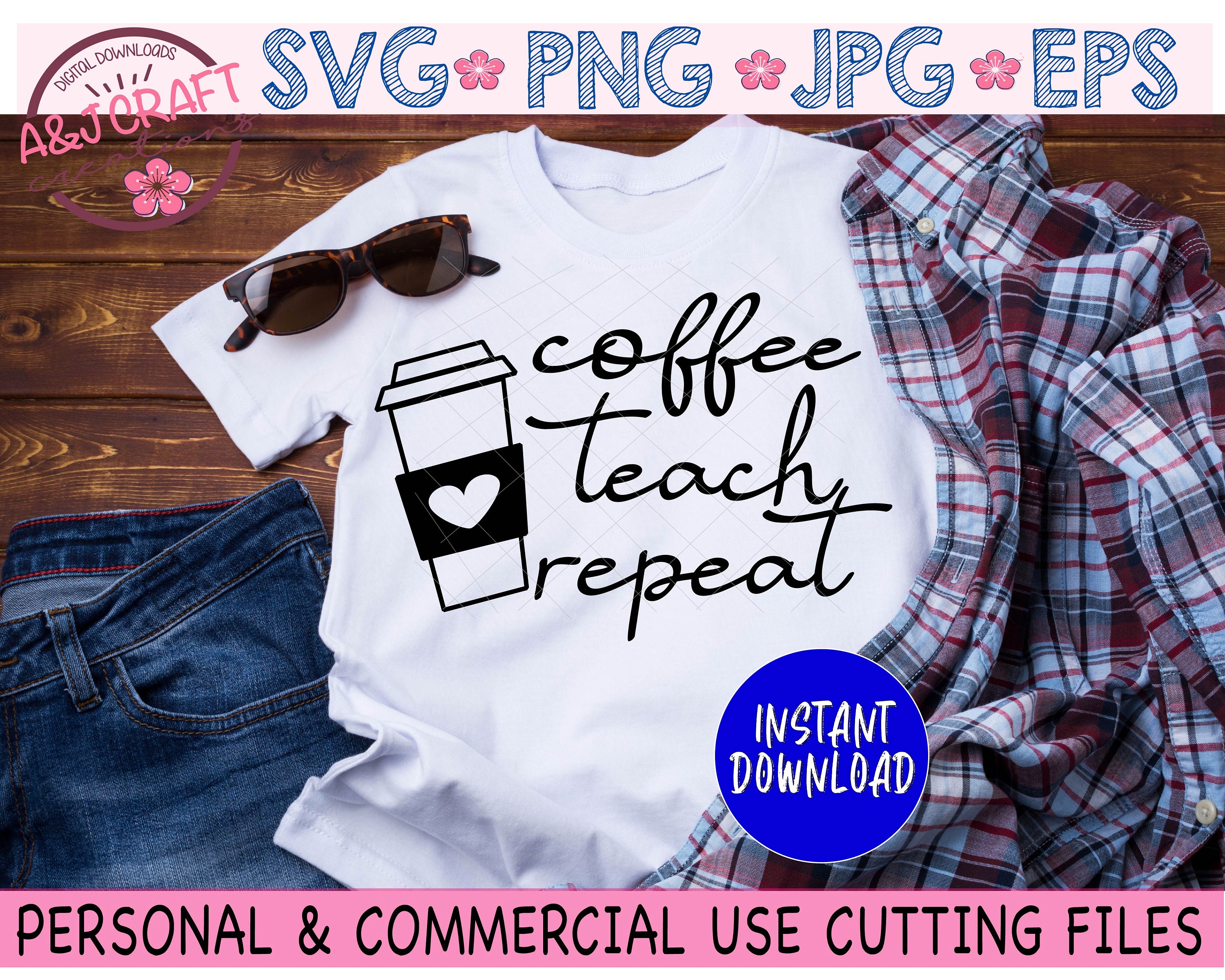 Coffee Teach Repeat Svg Coffee Teacher Svg Teacher Coffee - Etsy