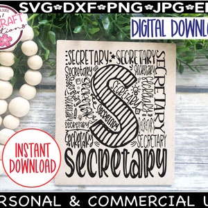 Secretary Typography SVG PNG JPG Eps, Word Art Svg, Typography Svg ...