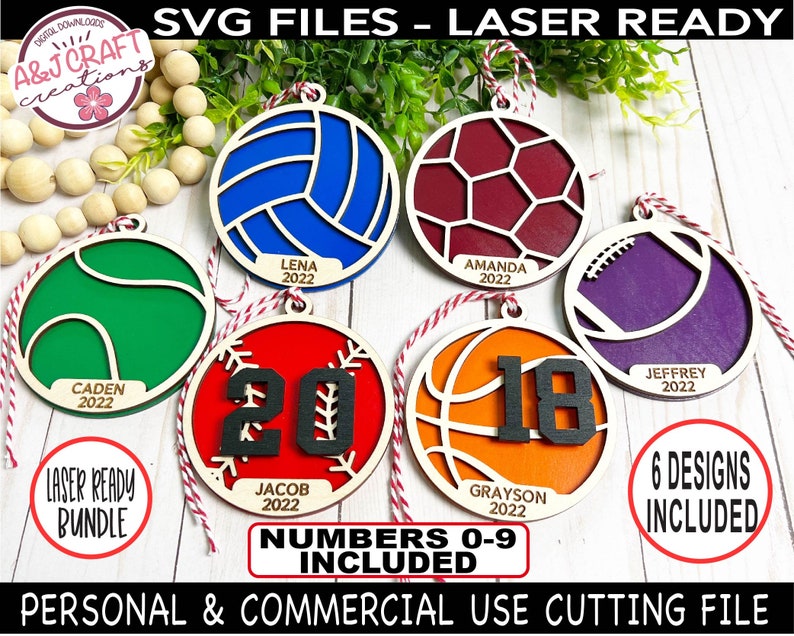 Sports Bundle Ornament SVG, Baseball Ornament Svg, Football Ornament ...