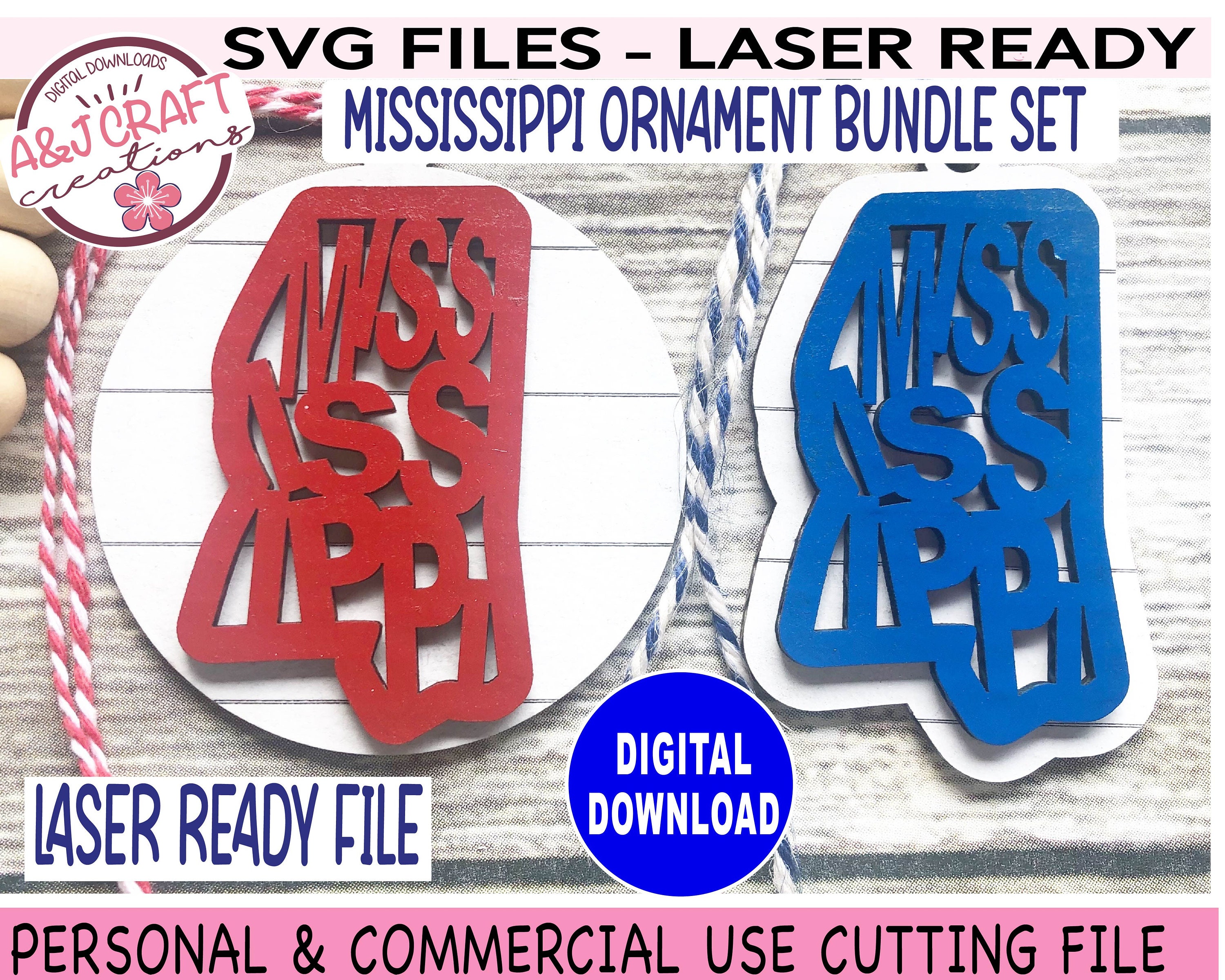 Mississippi Ornament SVG BUNDLE Laser Ready File Mississippi - Etsy