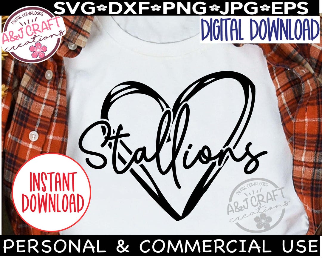Stallions Heart SVG, Stallions Typography Svg, Stallions Football Svg ...