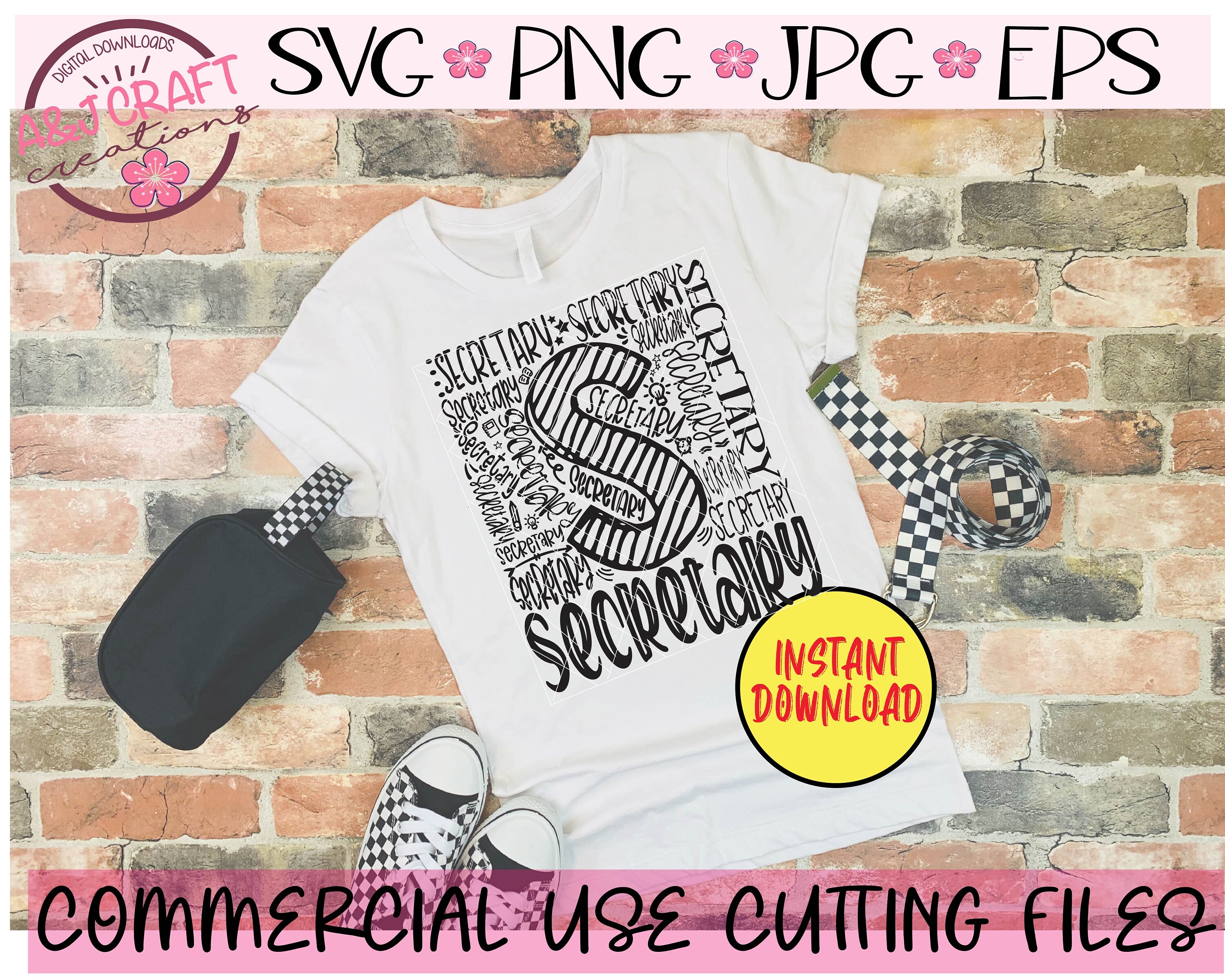 Secretary Typography SVG PNG JPG Eps Word Art Svg Typography | Etsy