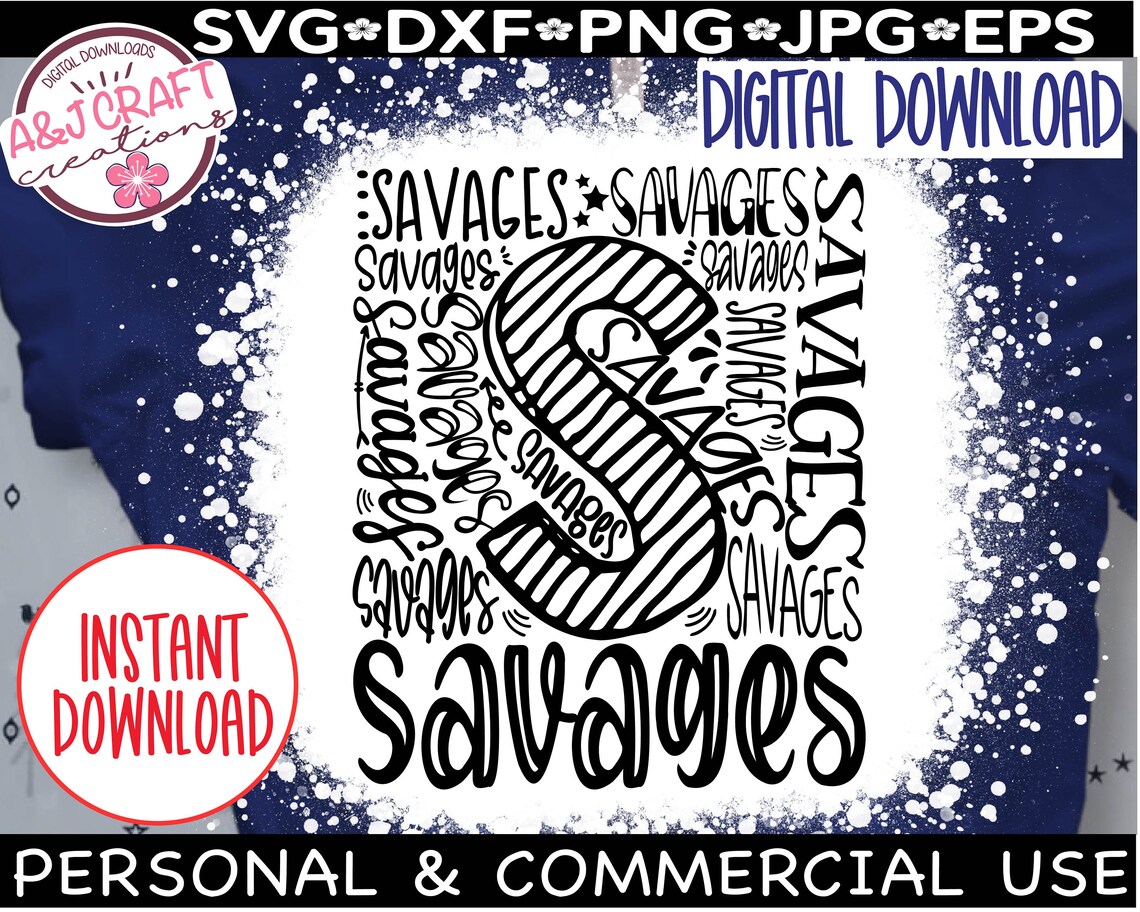 Savages Typography SVG, Savages Football Svg, Savages Team Mascot Svg ...
