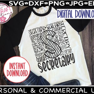 Secretary Typography SVG PNG JPG Eps, Word Art Svg, Typography Svg ...