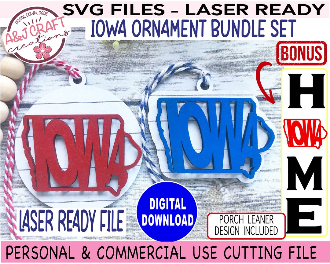 Iowa Ornament SVG BUNDLE, Laser Ready File, Iowa Word Art Svg, Iowa ...