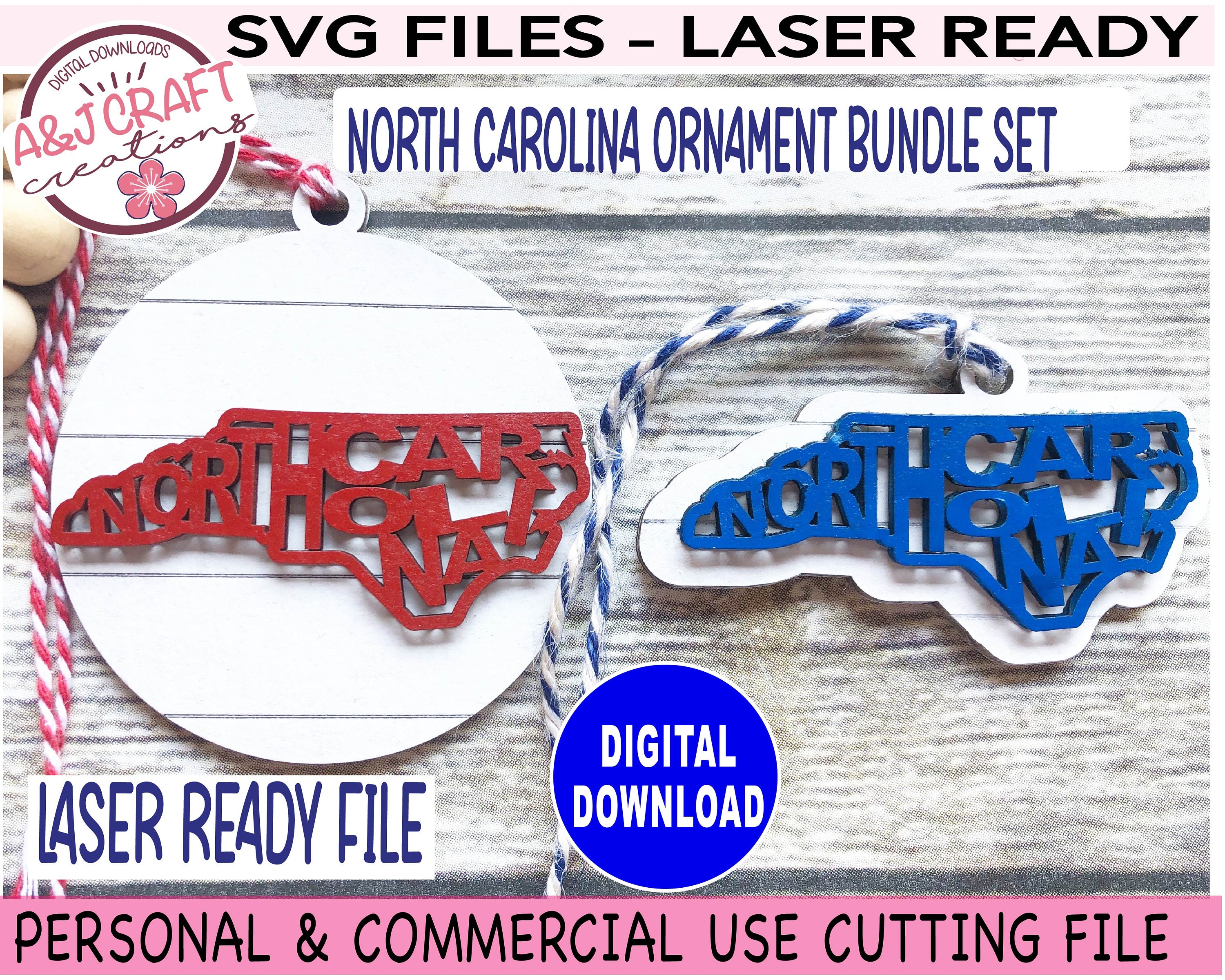 North Carolina Ornament SVG BUNDLE, Laser Ready File, North Carolina ...